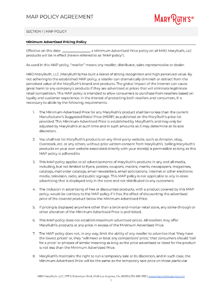 MaryRuths MAP Policy | PDF