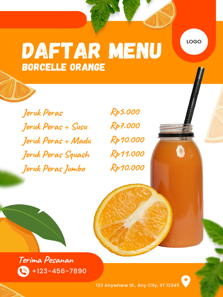 Oranye Putih Minimalis Daftar Menu A4 Dokumen | PDF