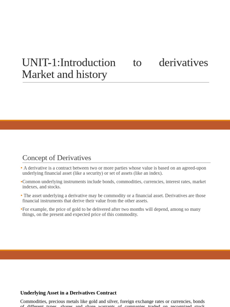 History of Derivatives Market in India | PDF | Derivative (Finance ...