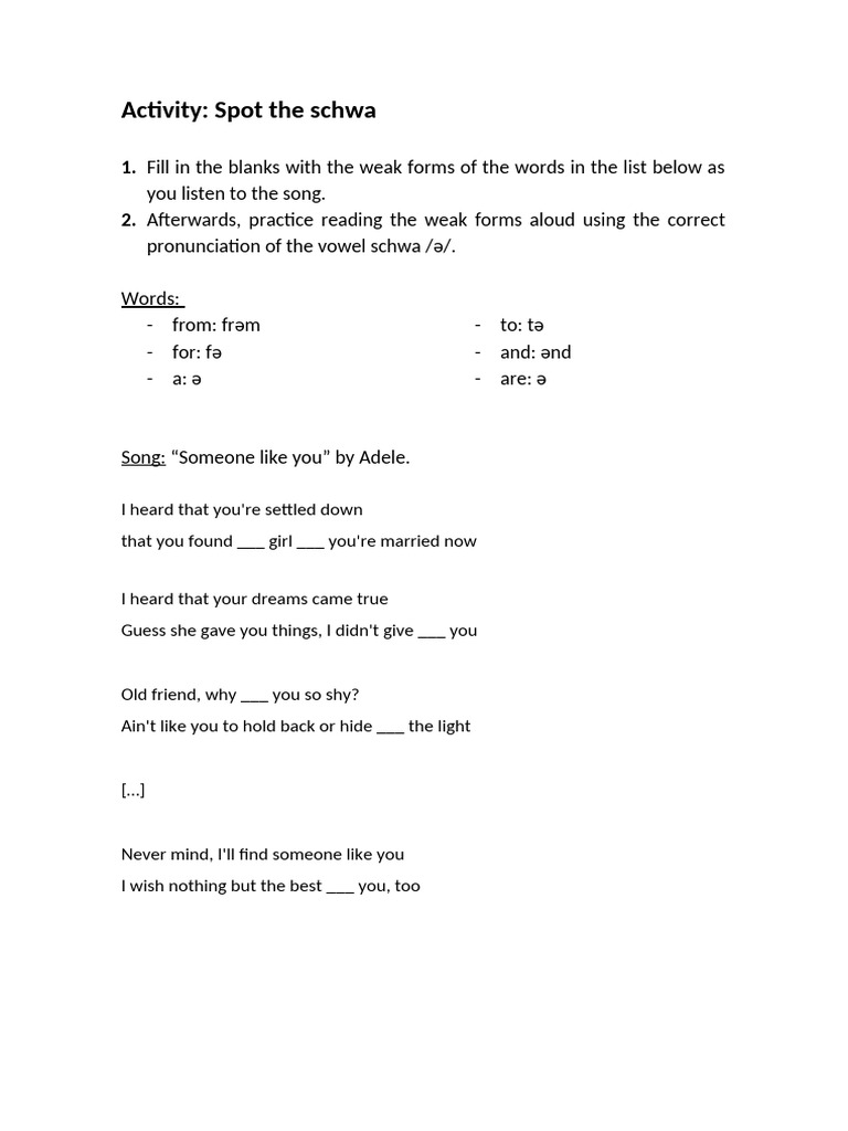 Activity Spot The Schwa | PDF
