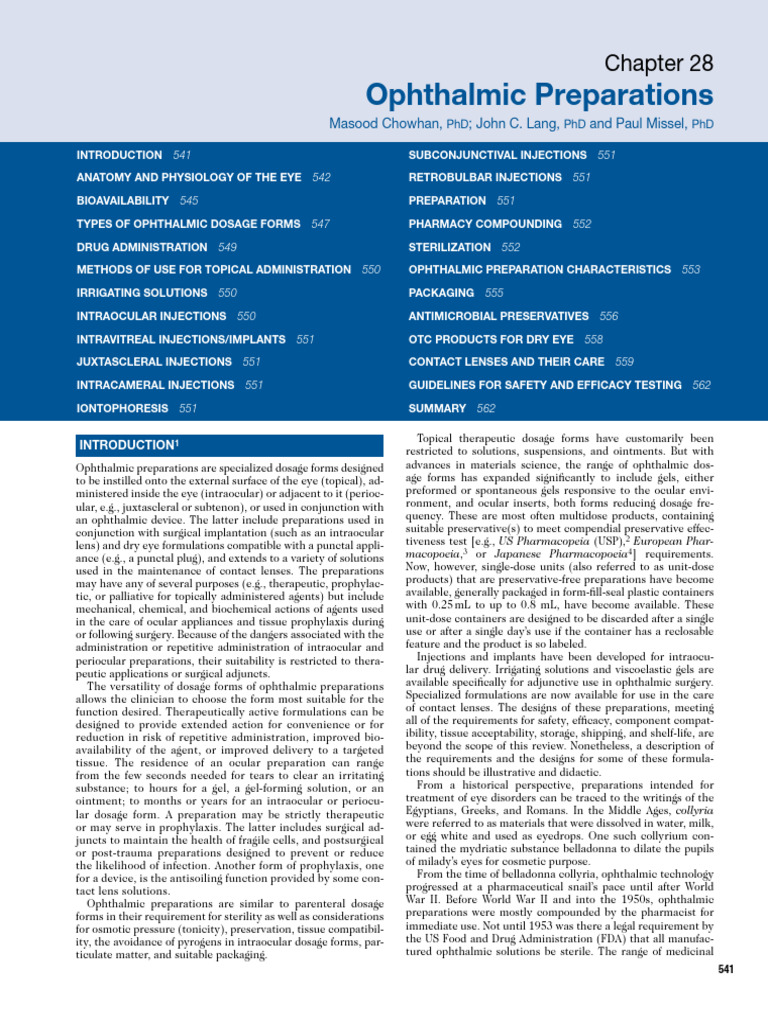 Ophthalmic Preparations | PDF | Cornea | Retina
