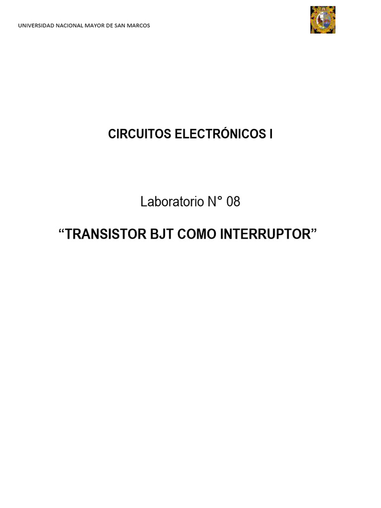LAB 8 - Transistores BJT Como Interruptor | PDF | Transistor | Transistor de unión bipolar