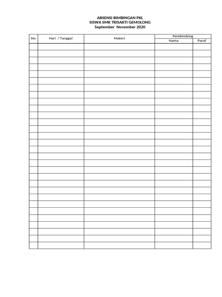 Absensi Bimbingan PKL | PDF