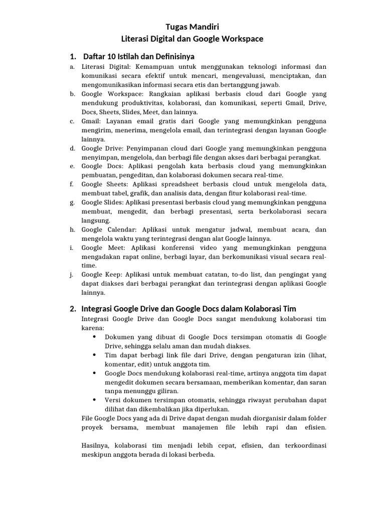 Literasi Digital Dan Google Workspace | PDF