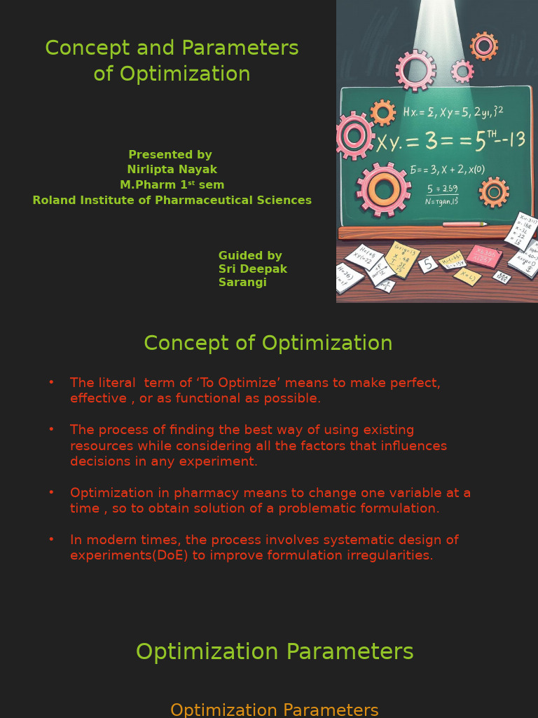 Concept and Parameters of Optimization 1 | PDF | Mathematical Optimization | Lagrangian Mechanics