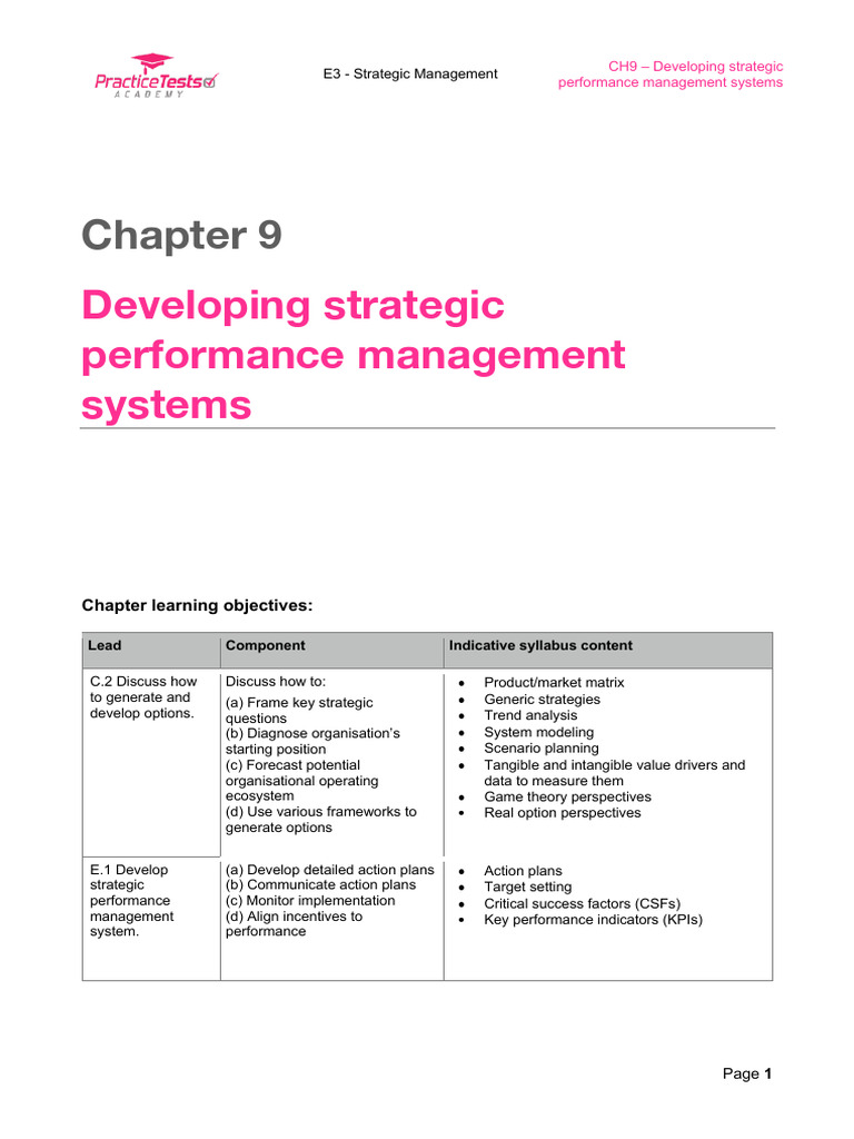 E3 CH9 Developing The Performance Management Systems | PDF | Strategic Management | Performance ...