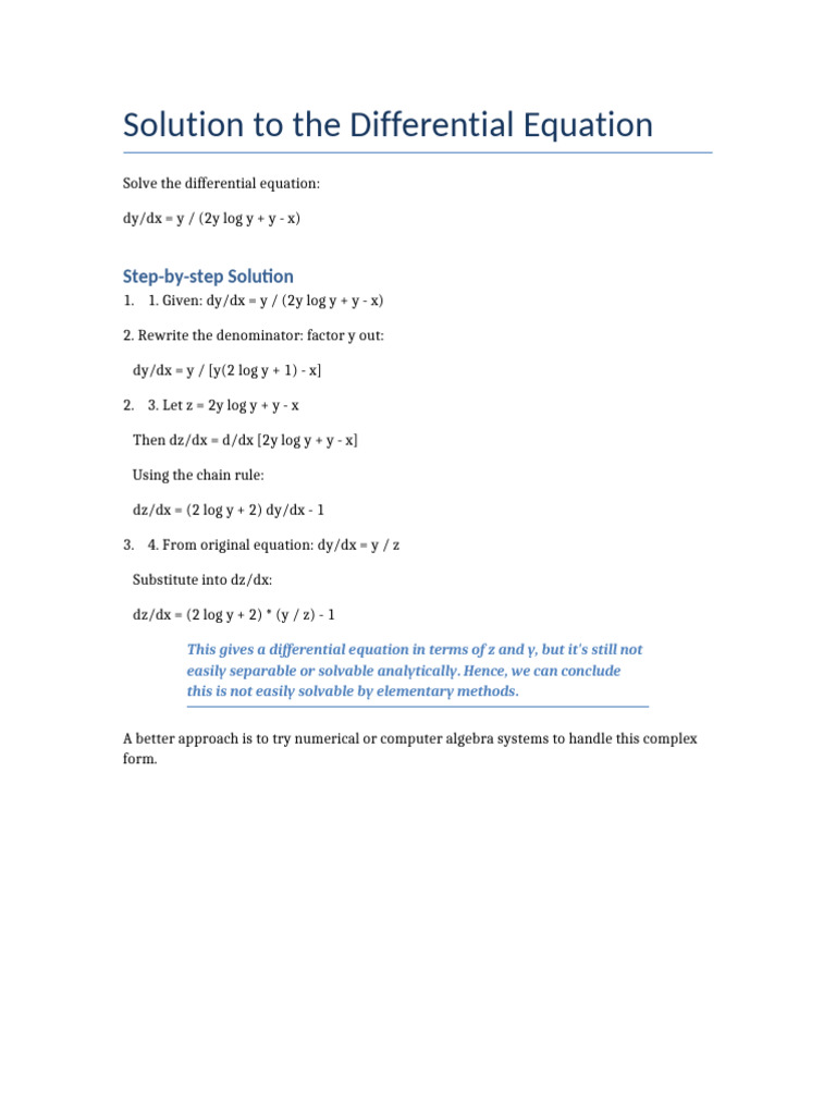 Differential Equation Solution | PDF