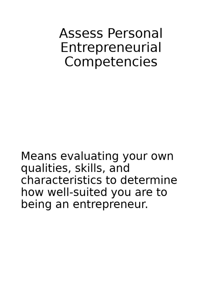 Assess Personal Entrepreneurial Competencies | PDF