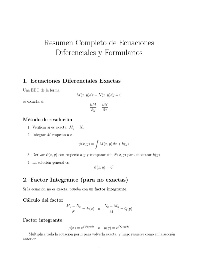 Formulario ED | PDF | Ecuaciones | Objetos matemáticos