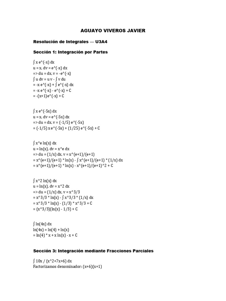 Resolución de Integrales: Métodos y Ejemplos | PDF