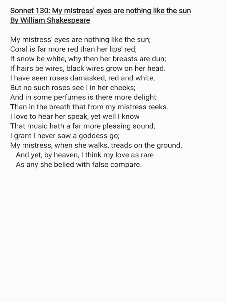 Sonnet 130 Pdf 2618