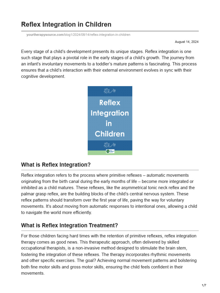 Reflex Integration in Child Development | PDF | Behavioural Sciences ...