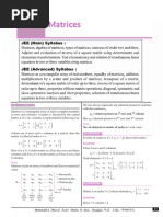 Matrices Formula Sheet Class12 2025-26 | PDF