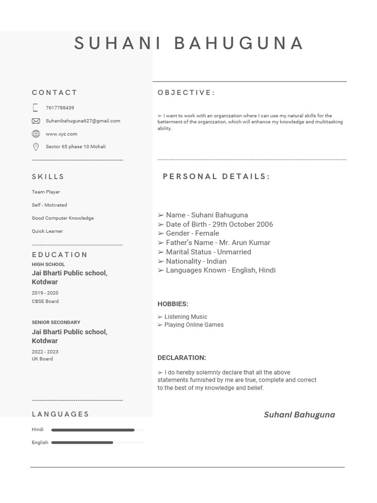 Suhani Resume | PDF