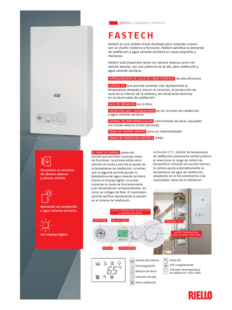 Caldera Fastech 24 Riello | PDF | Tecnología energética | Ingeniería Termodinámica