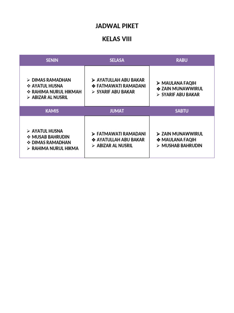 Jadwal Piket | PDF