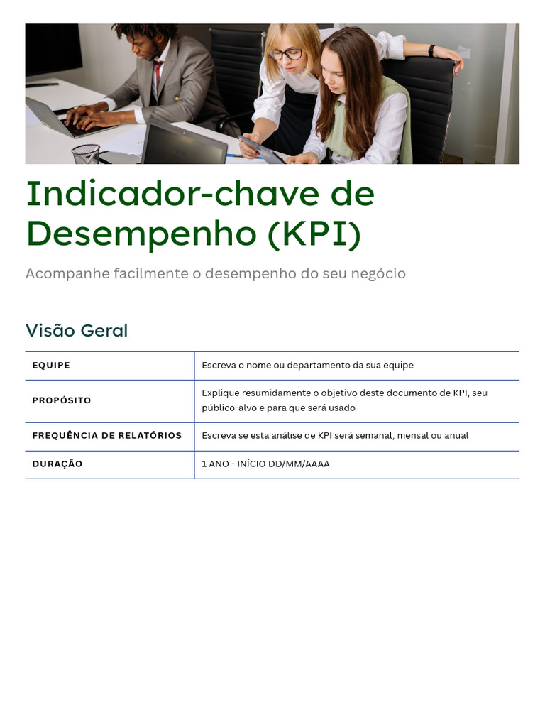 de Indicador-Chave de Desempenho KPI Estilo Profissional Clássico Verde - 20250702 - 011755 ...