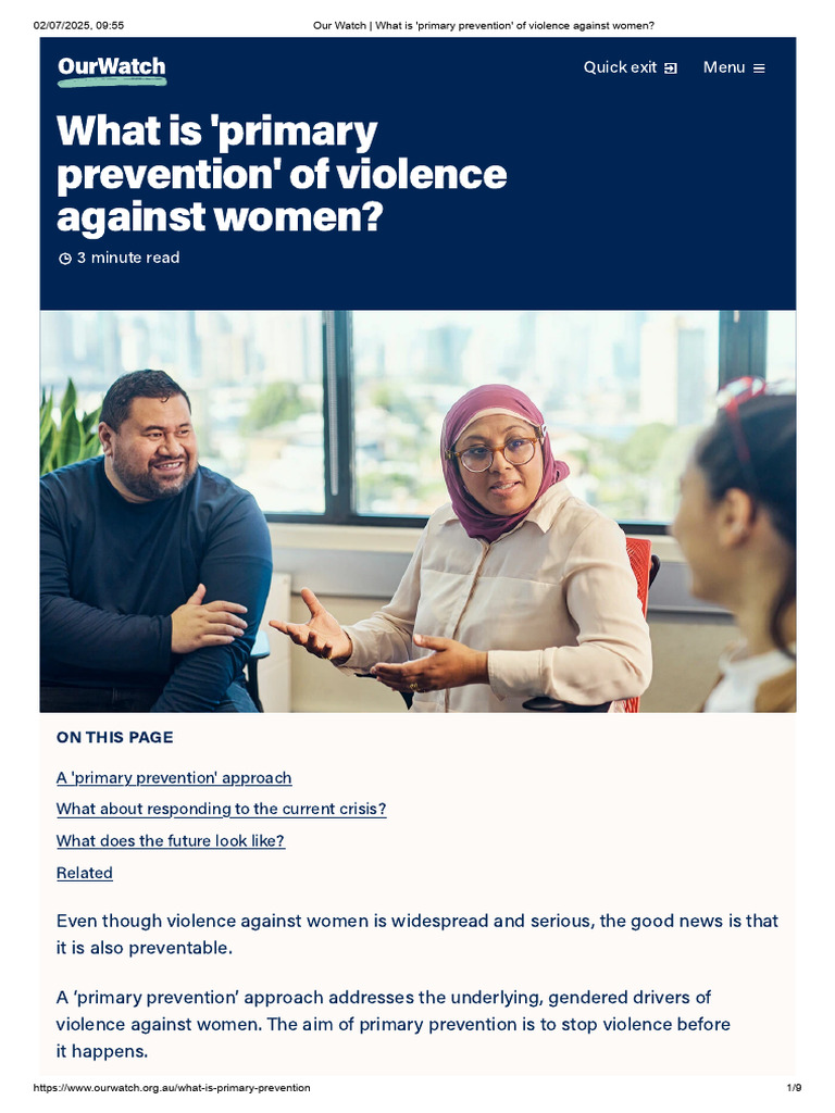Primary Prevention of Violence Against Women | PDF | Violence ...
