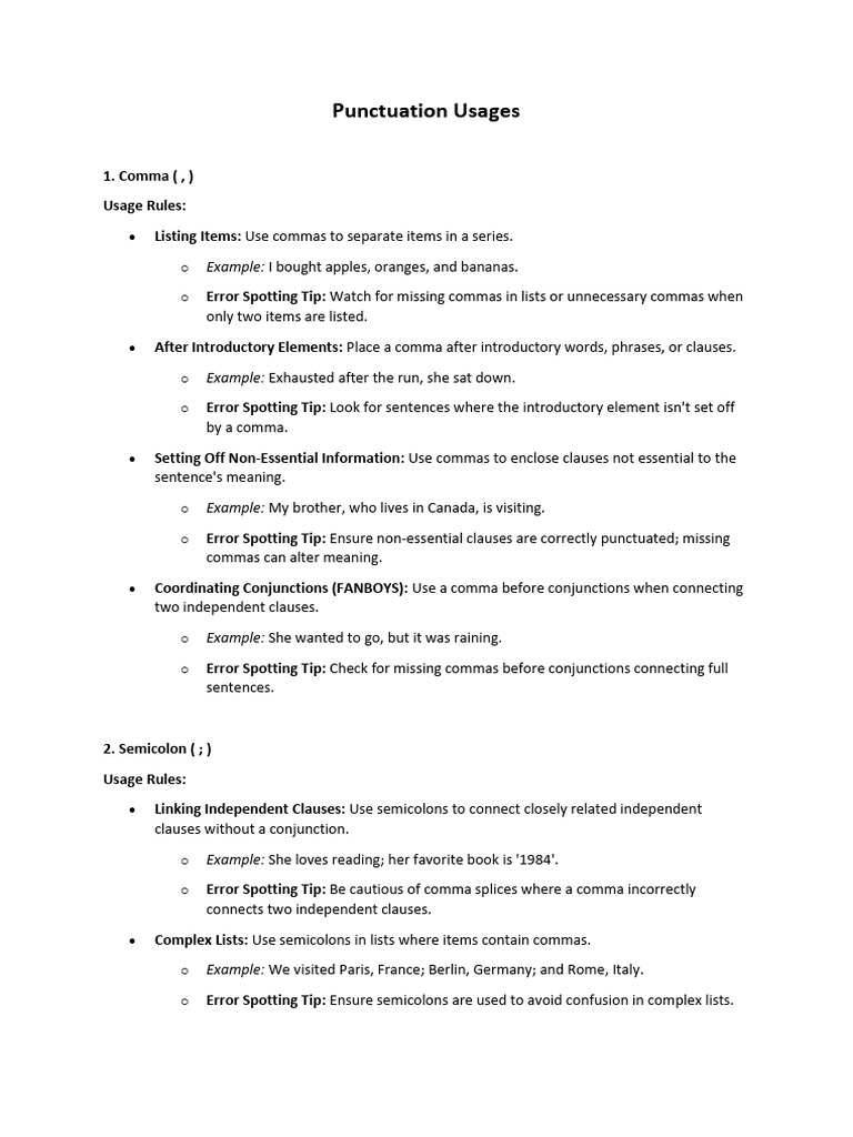 Punctuations Usages - 57884034 - 2025 - 06 - 16 - 20 - 03 | PDF | Comma | Ellipsis