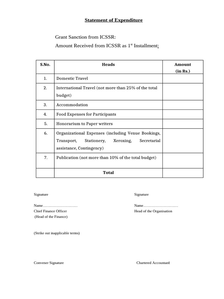 Statement of Expenditure Nis 2025 | PDF