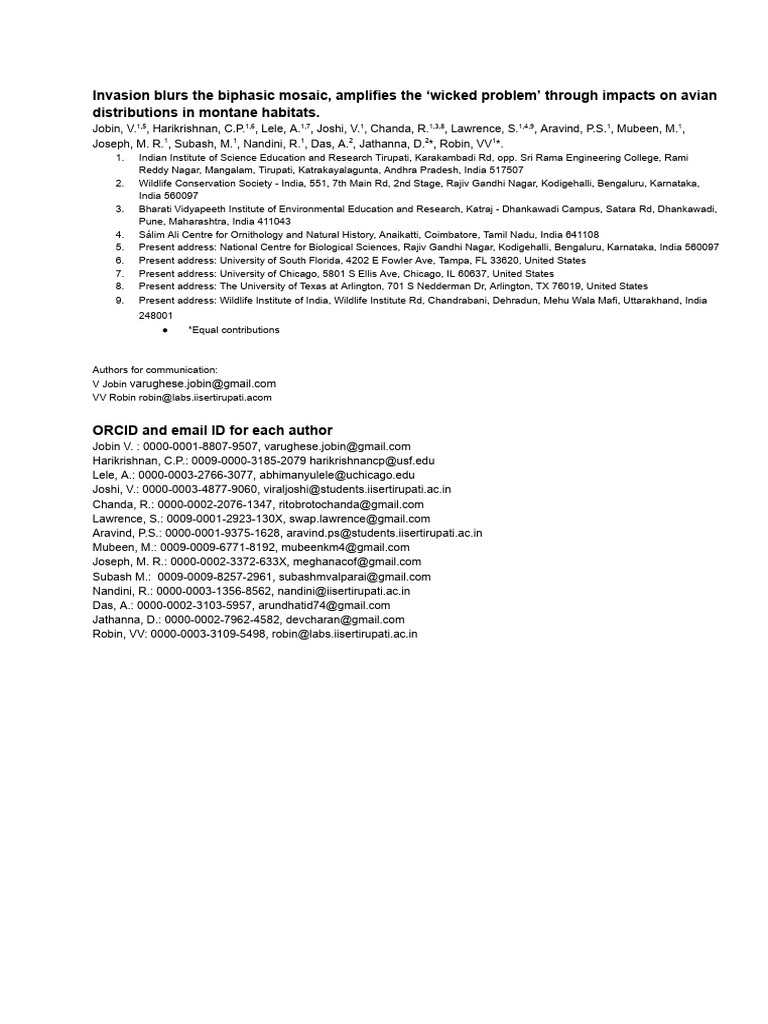 Invasion Blurs The Biphasic Mosaic Amplifies The | PDF | Habitat | Forests