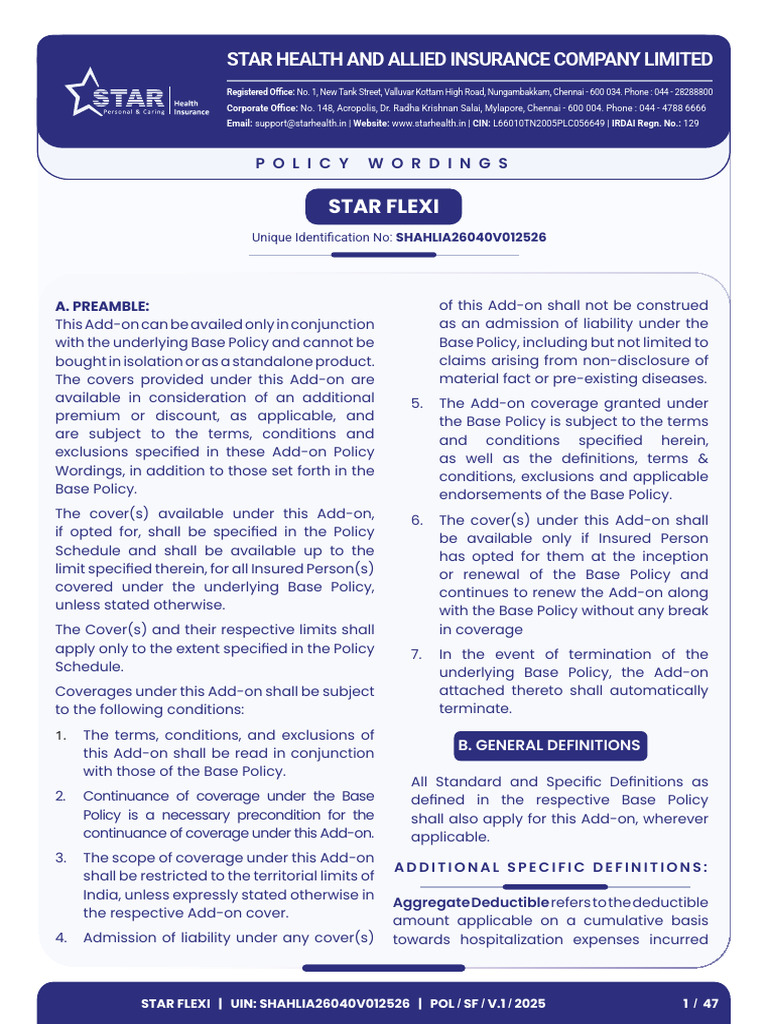 Policy Star Flexi V 1 All Covers | PDF | Stroke | Brain Tumor