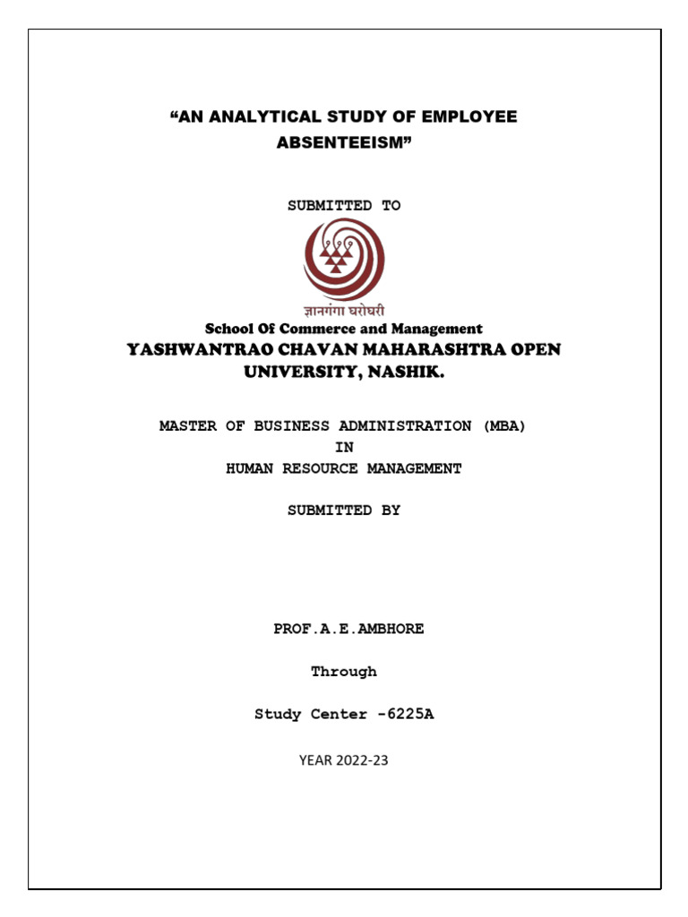 An Analytical Study of Employees Absenteeism | PDF | Human Resource ...