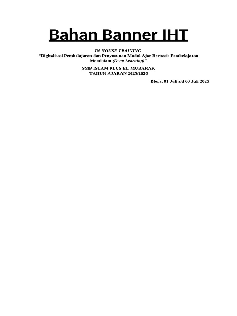 Bahan Banner IHT 2025 | PDF