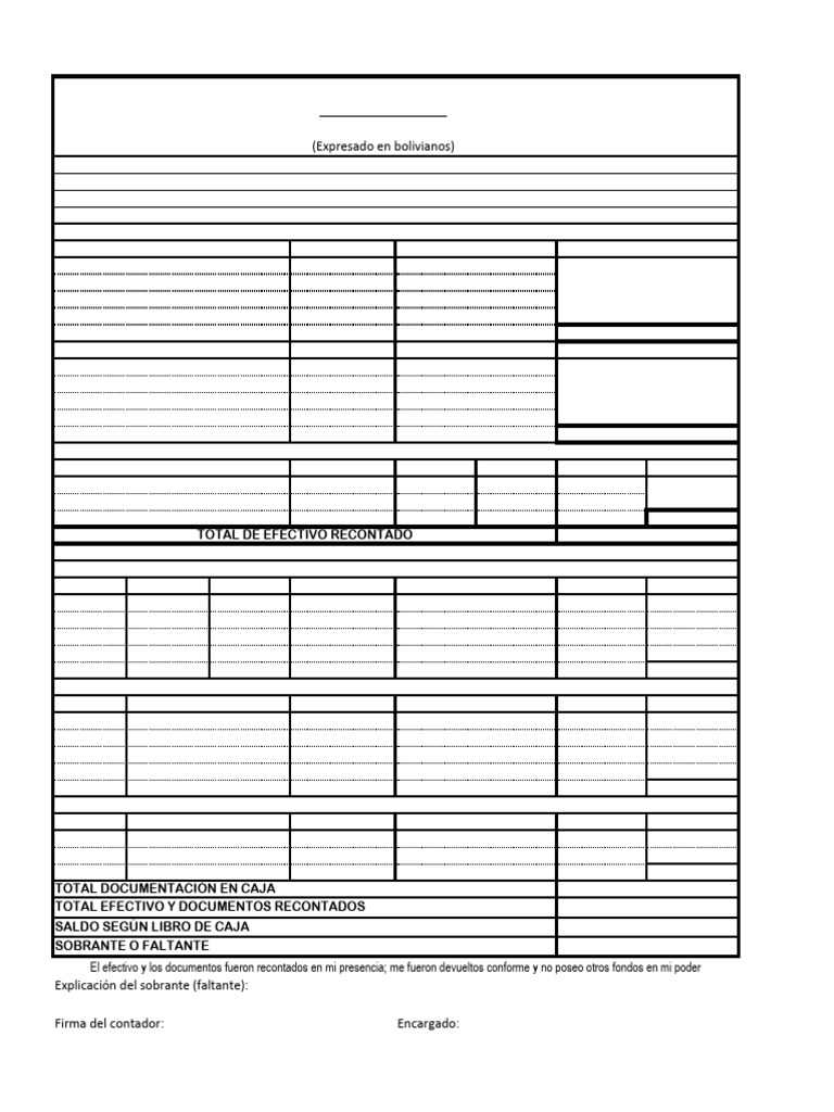 Formato Arqueo de Caja | PDF