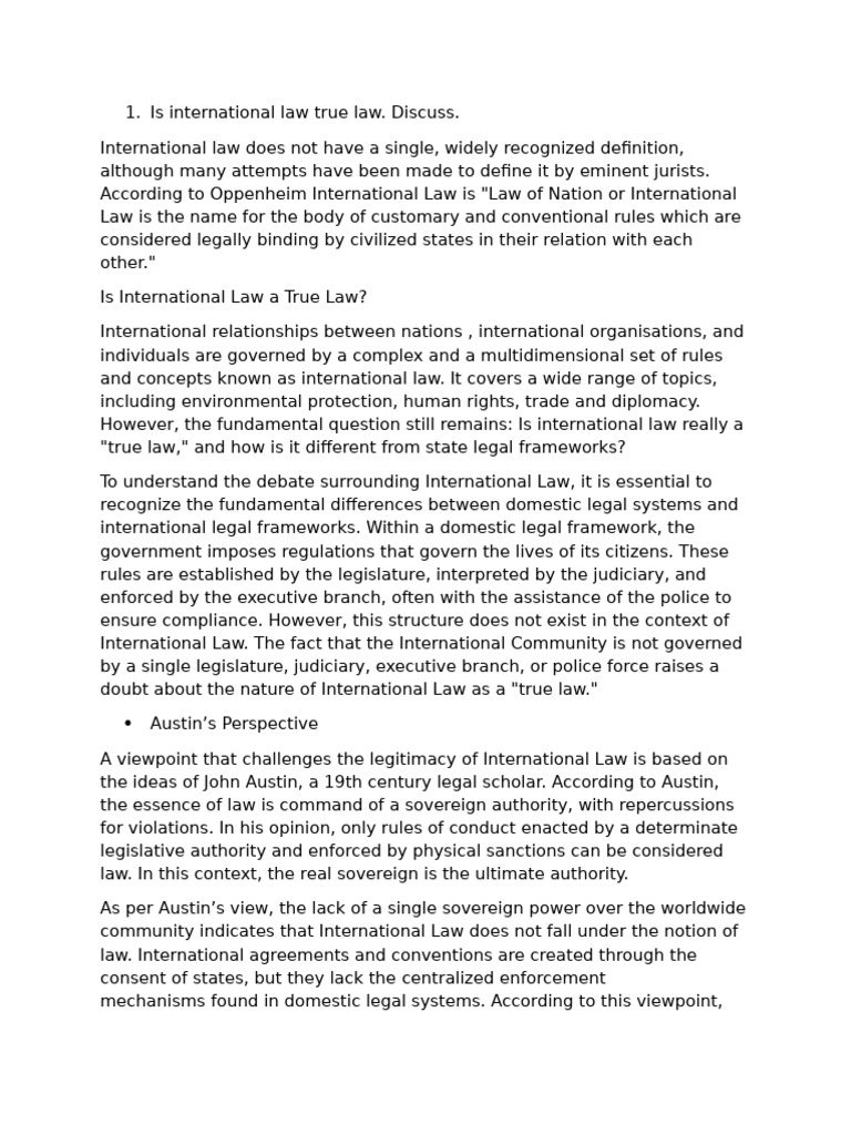 Is International Law True Law? | PDF | International Law | Mediation