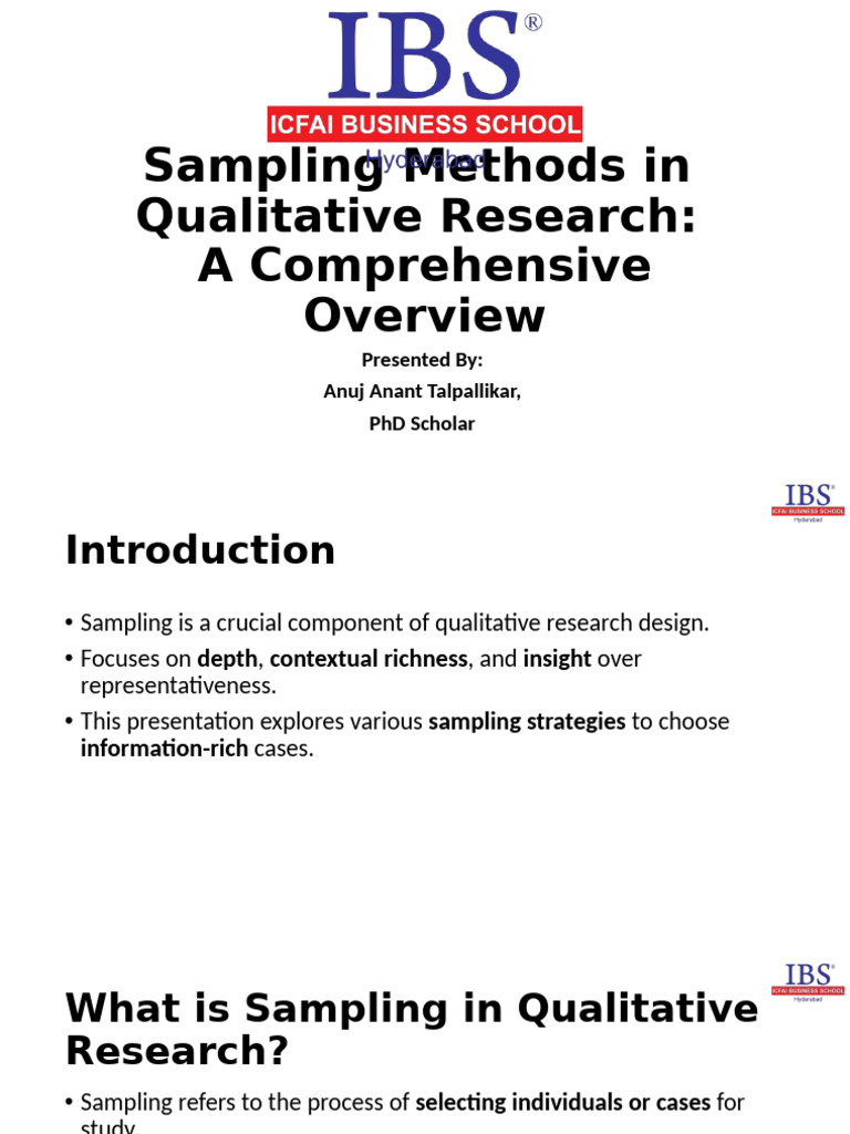 Sampling Methods in QRM - Updated | PDF | Sampling (Statistics) | Qualitative Research