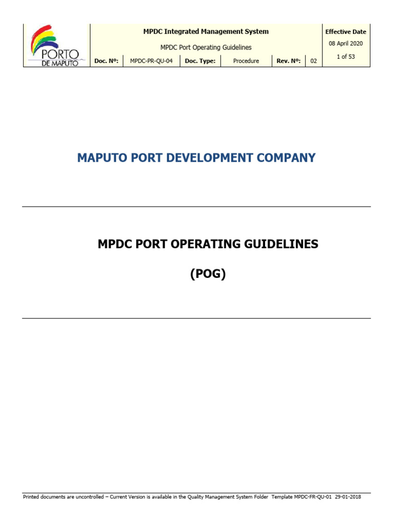 MPDC Port Operating Guidelines 2020 | PDF | Cargo | Port