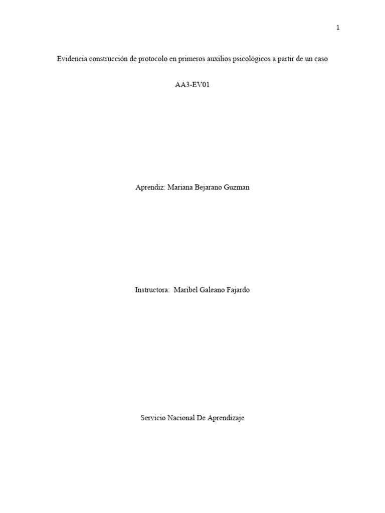 Protocolo APP - Primeros Auxilios Psicológicos AA3-EV01 | PDF | Las emociones | Trauma psicólogico