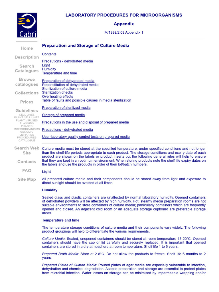 Culture Media Preparation & Storage Guide | PDF | Sterilization ...
