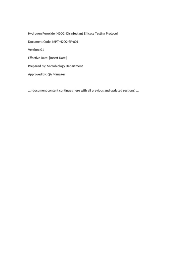 H2O2 Disinfectant Efficacy Protocol | PDF
