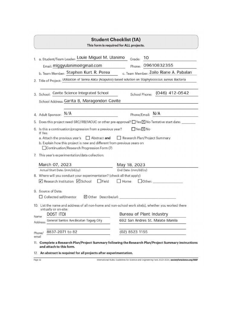 ISEF Forms | PDF