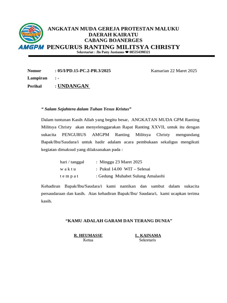 Undangan Raker XXVII 2025 | PDF