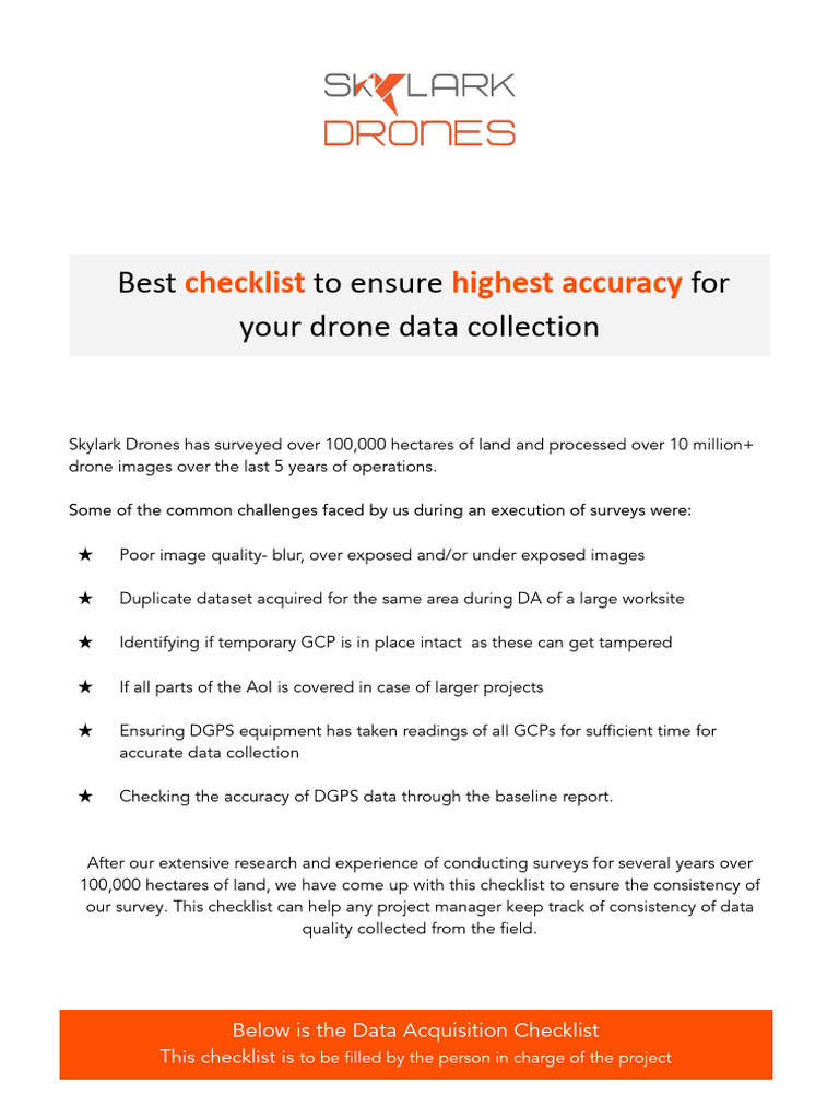 DA Checklist PDF by Skylark Drones | PDF
