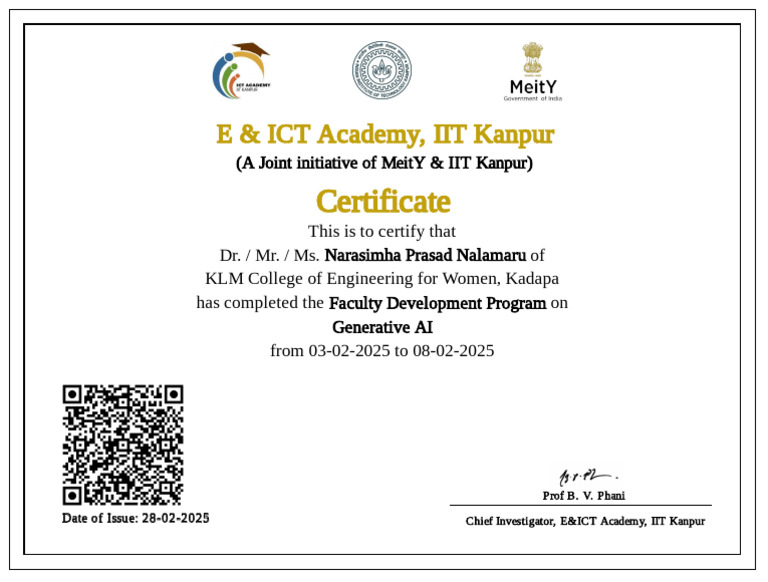 CourseCertificate - IfACET IITK | PDF