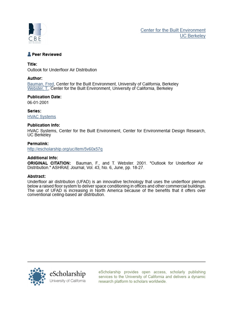 Underfloor Air Distribution Outlook | PDF | Manufactured Goods ...