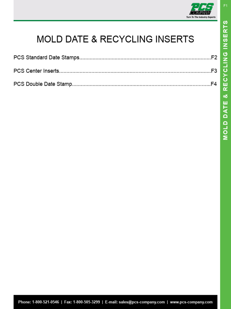 Mold Date & Recycling Inserts Guide | PDF | Mechanical Engineering ...