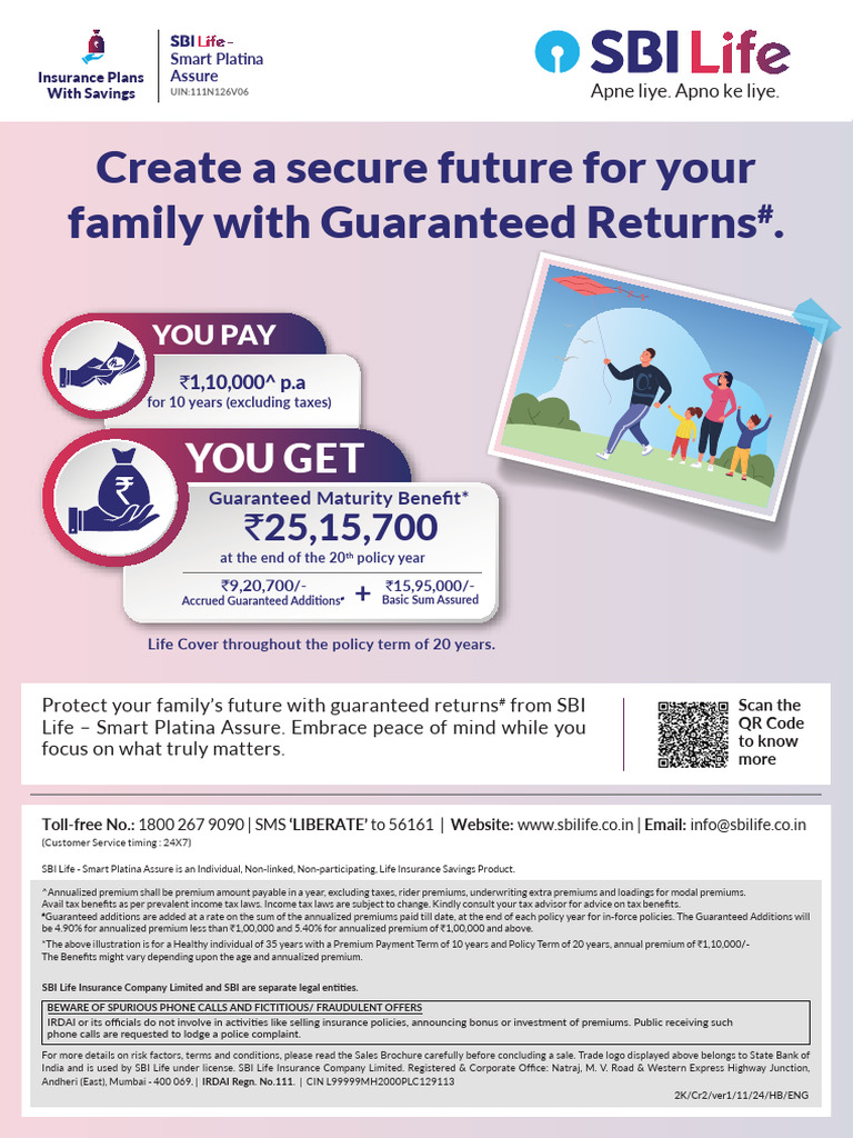 SBI Life - Smart Platina Assure - Pay & Get Handbill - V06 - Cr2 | PDF ...