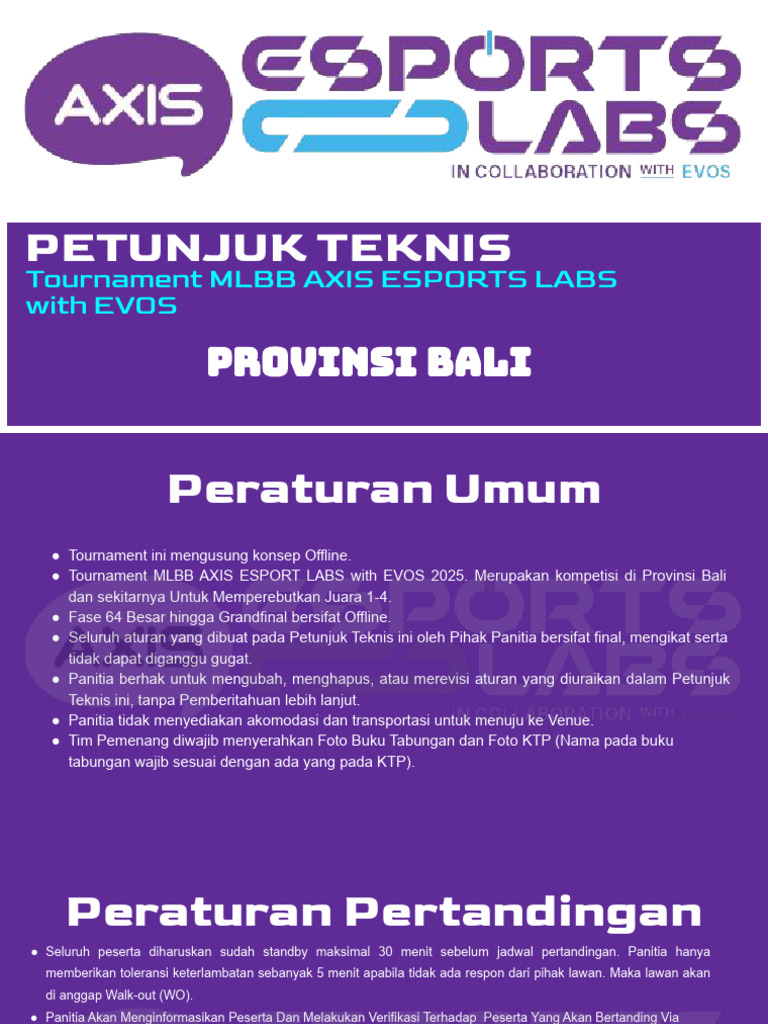 Petunjuk Teknis Evos MLBB - Axis | PDF