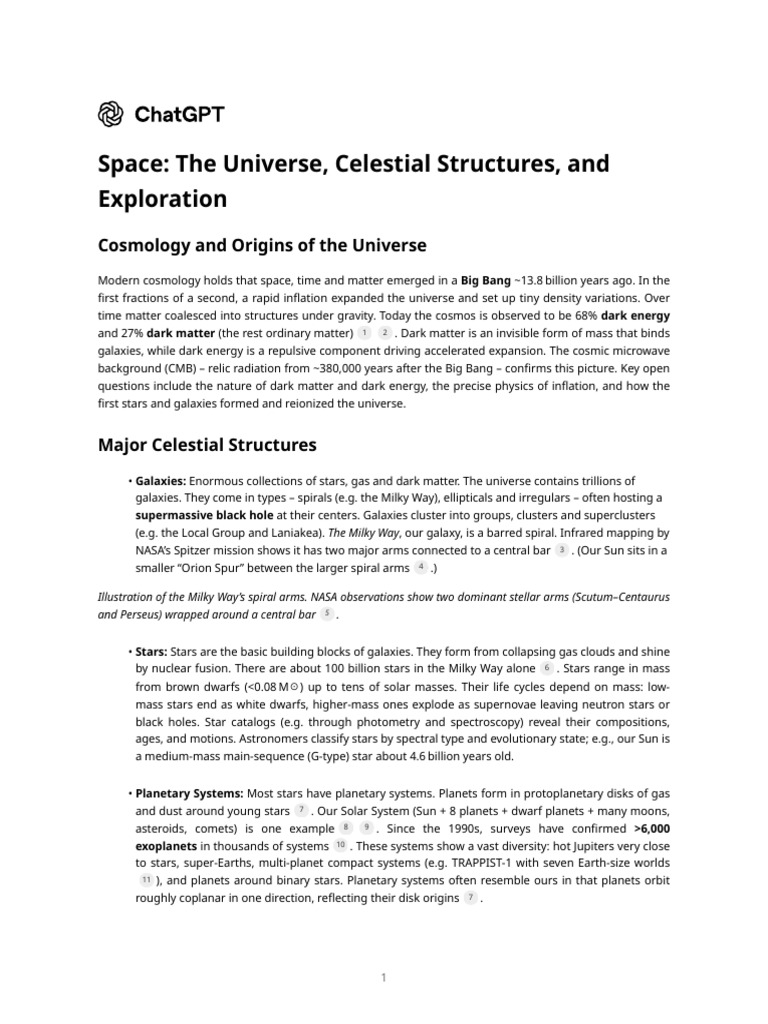 Space - The Universe, Celestial Structures, and Exploration | PDF ...