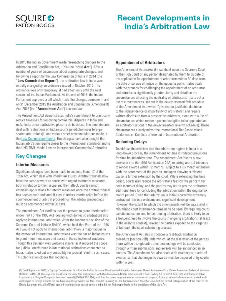India's 2015 Arbitration Law Amendments | PDF | Arbitration | Public Law