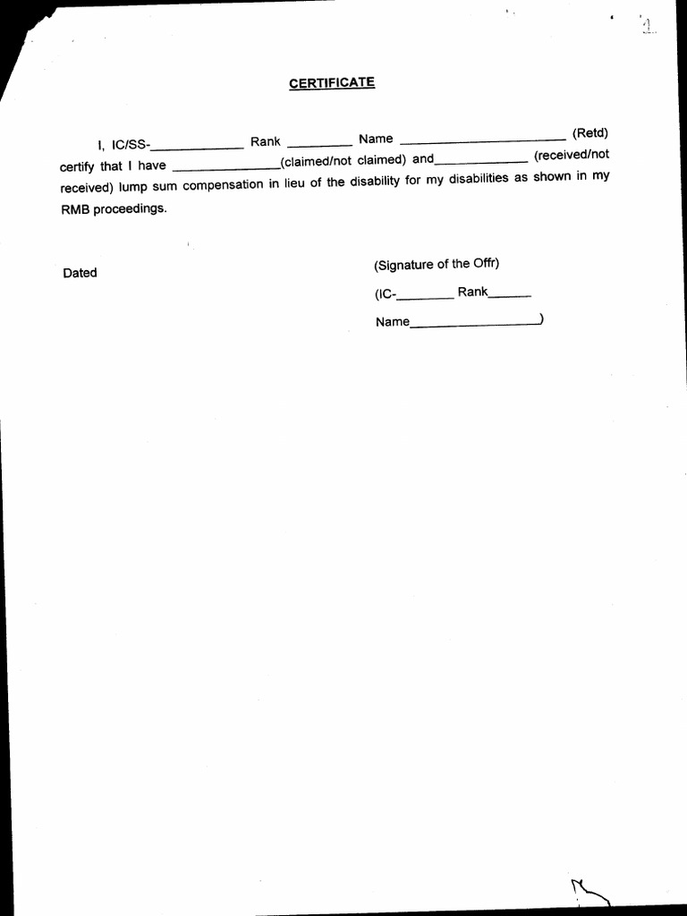 Lump Sum Compensation Certificate | PDF