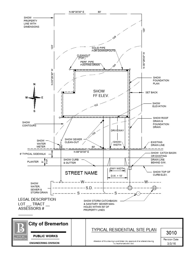 3010-Typ Residential Example Site Plan | PDF | Storm Drain | Land Management