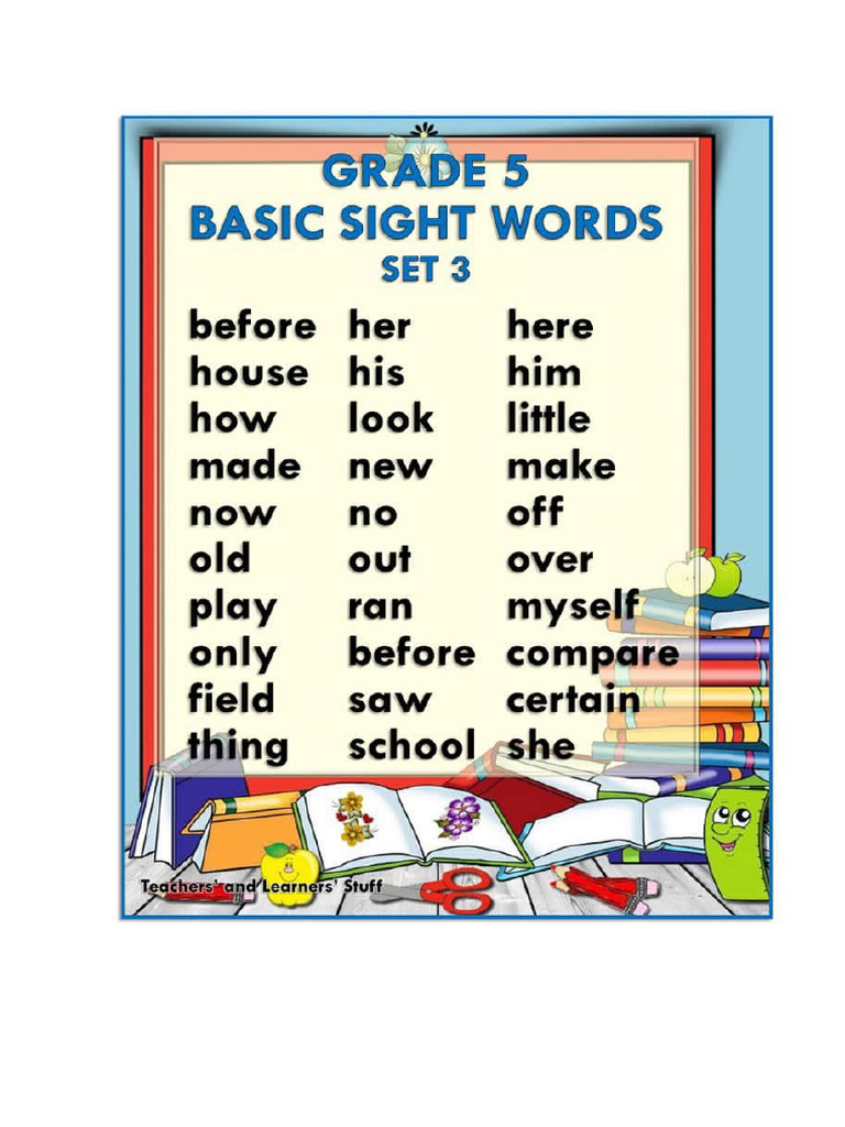 Basic Sight Words Grade 5 | PDF