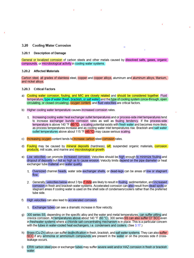 Factors Influencing Cooling Water Corrosion | PDF | Corrosion ...