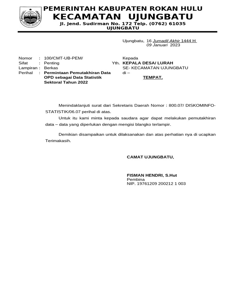 Surat Keluar PEM 2022 | PDF